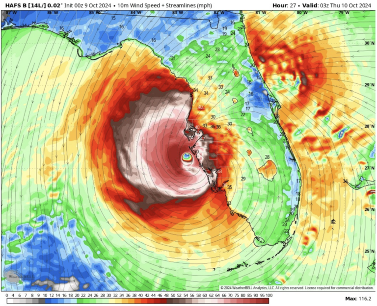 However, the latest storm track has the eye of Milton making landfall ...